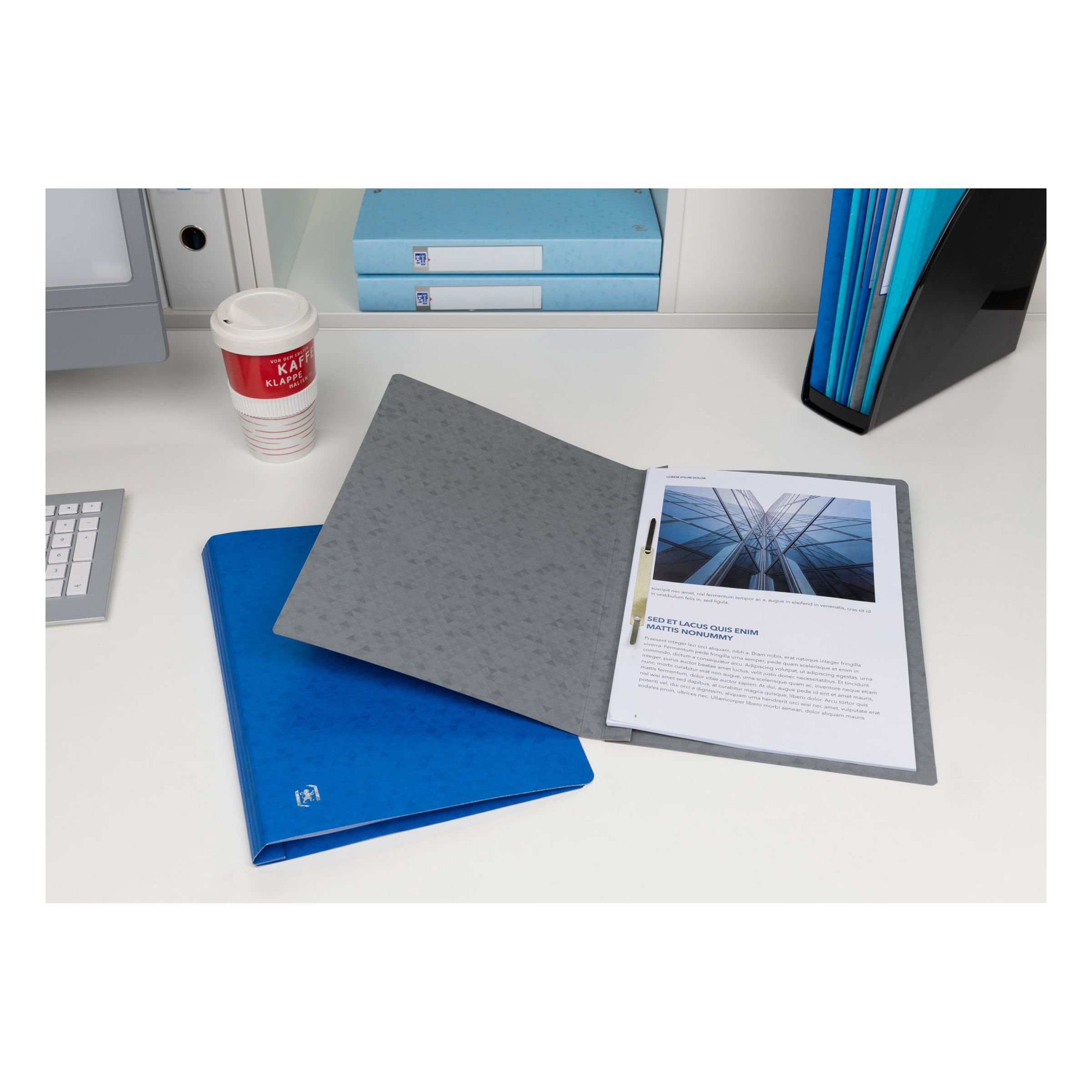 OXFORD TOP FILE+ Chemise à lamelle A4 en carte Gris