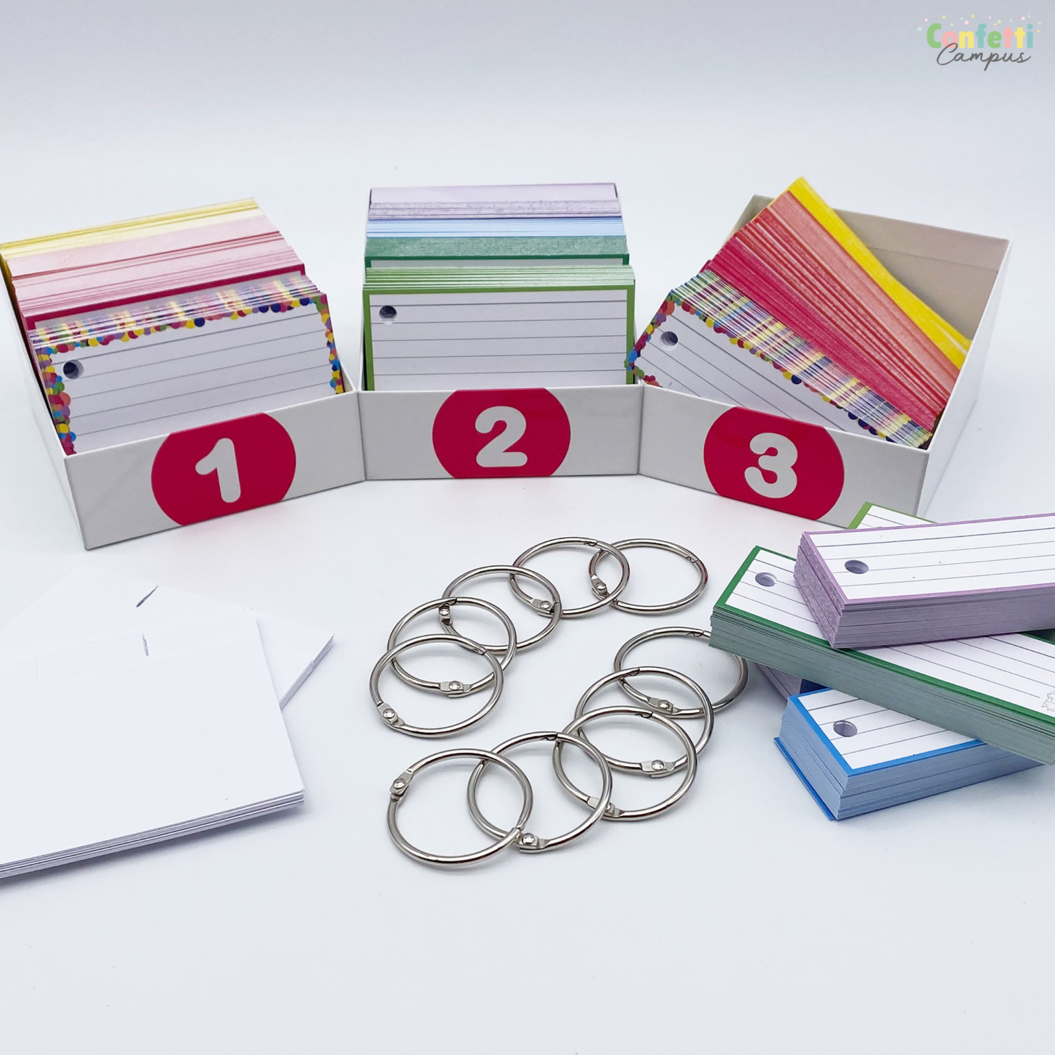 3 boîtes Leitner pour Flashcards - Confetti Campus
