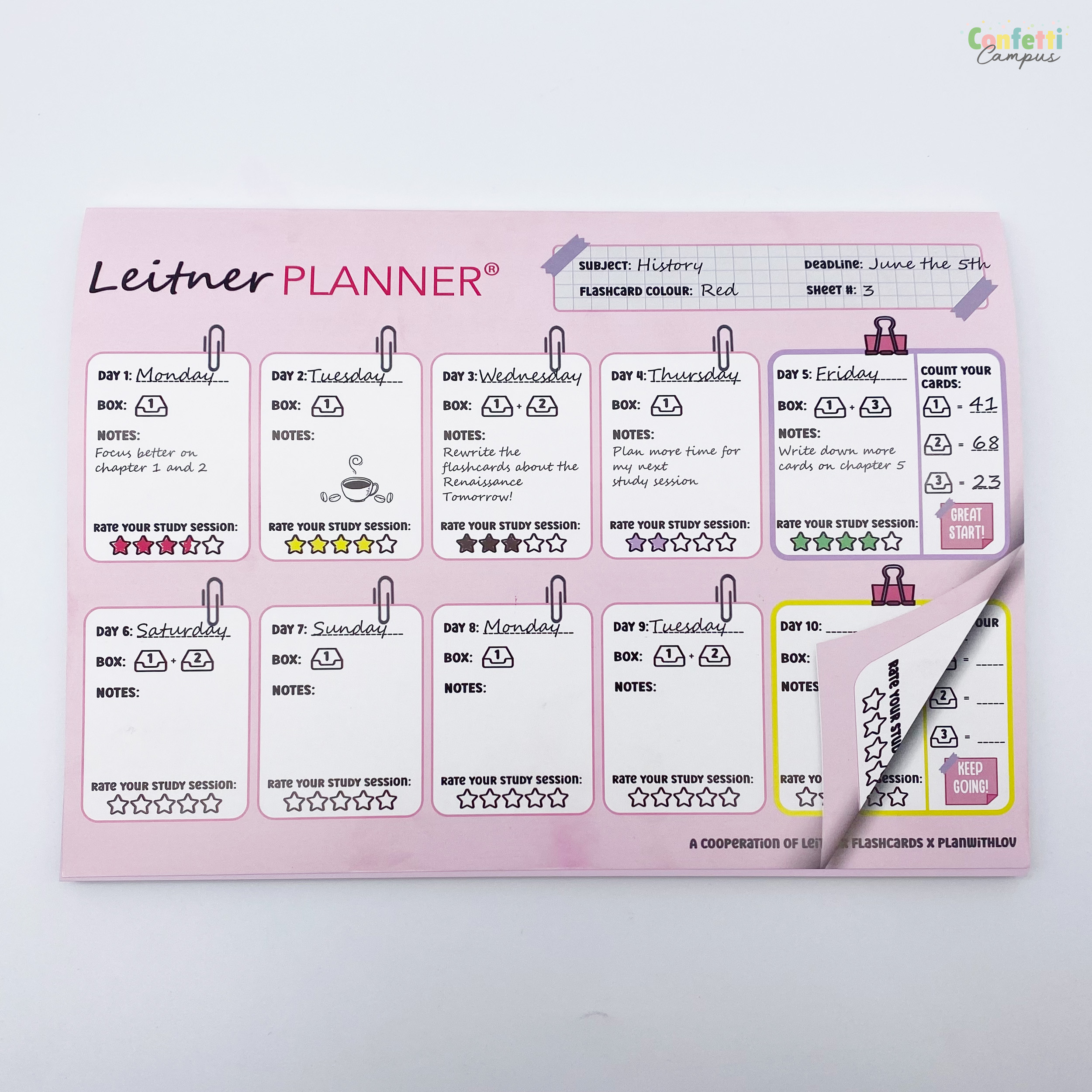 Leitner planner® A4 Planning de révisions méthode Leitner