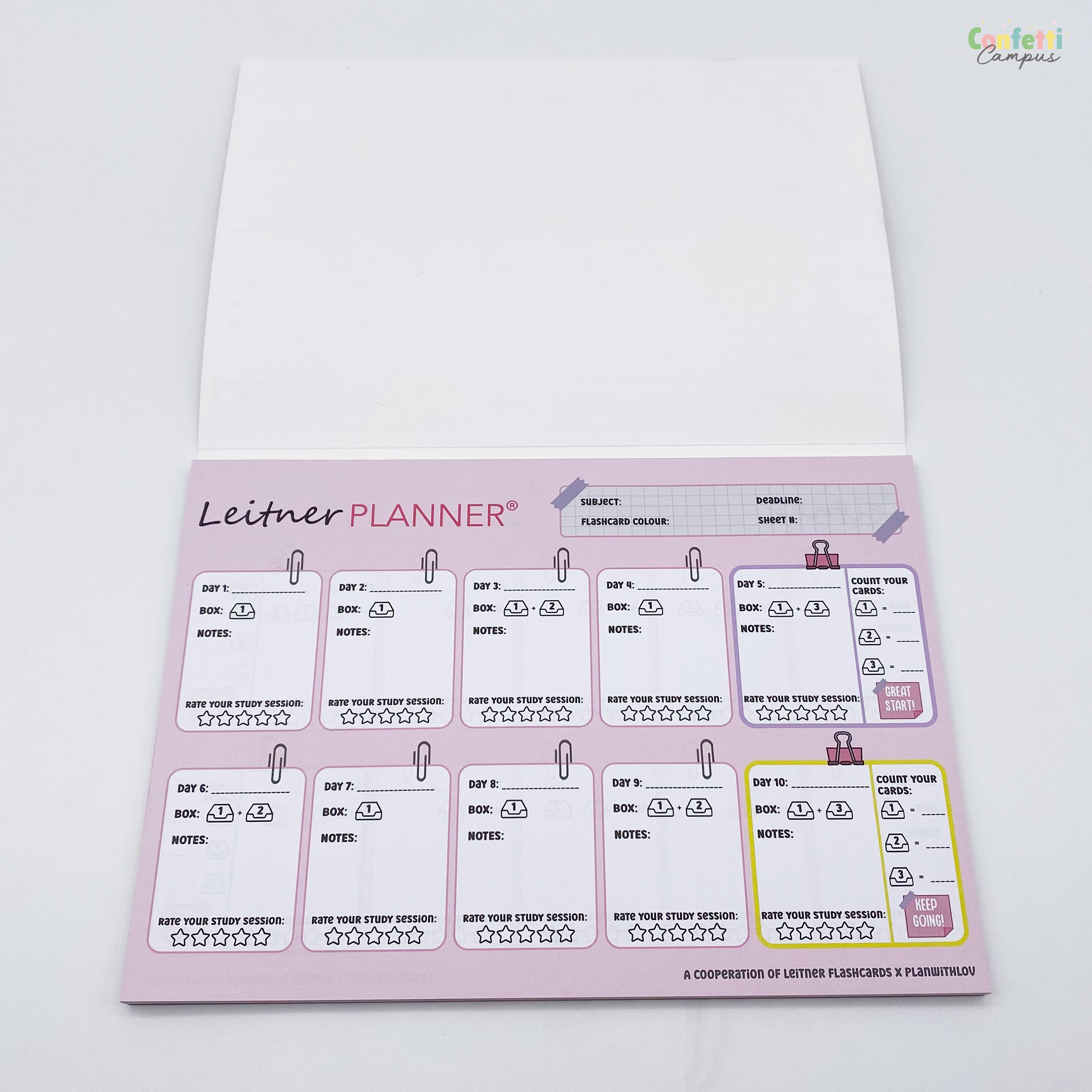 Leitner planner® A4 Planning de révisions méthode Leitner