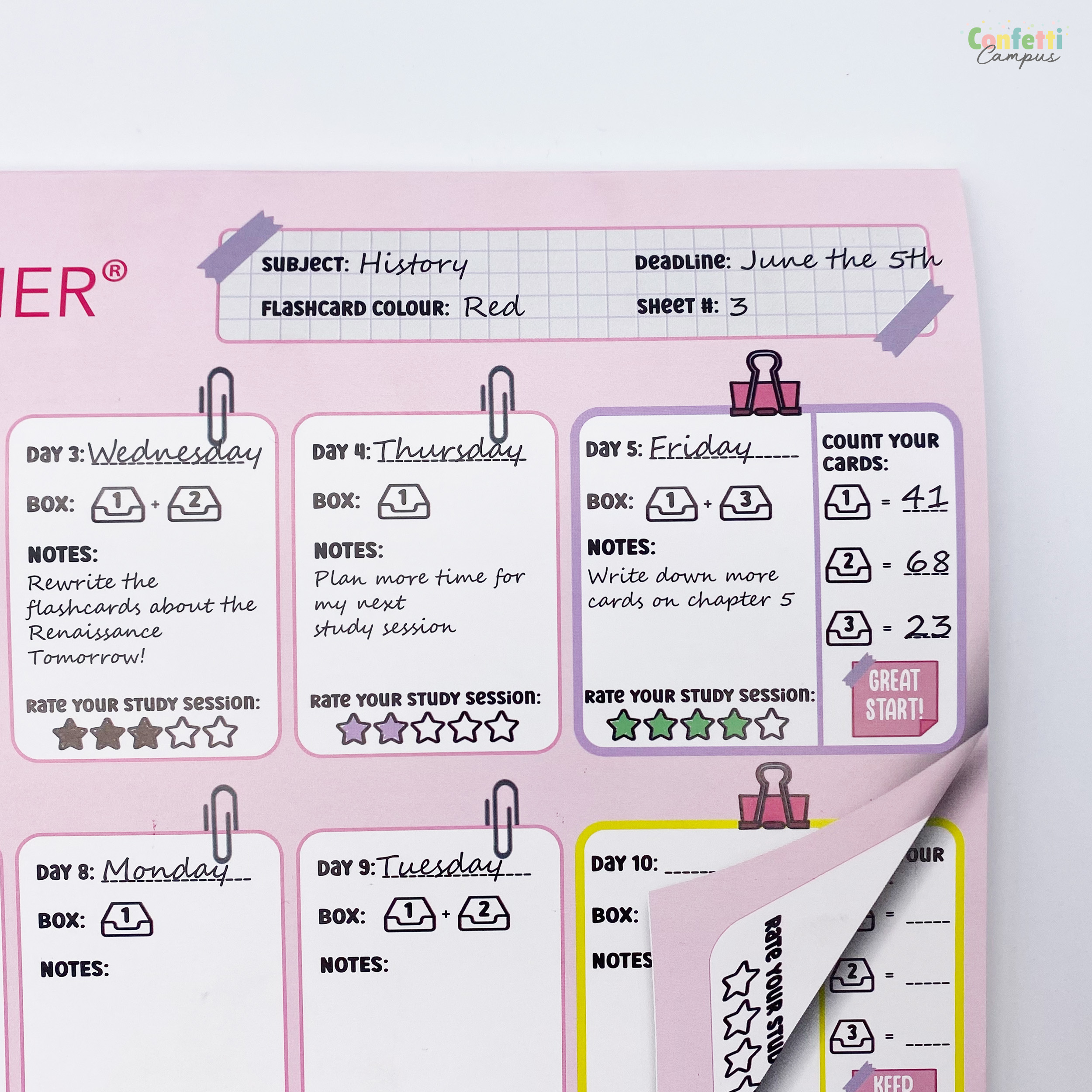 Leitner planner® A4 Planning de révisions méthode Leitner