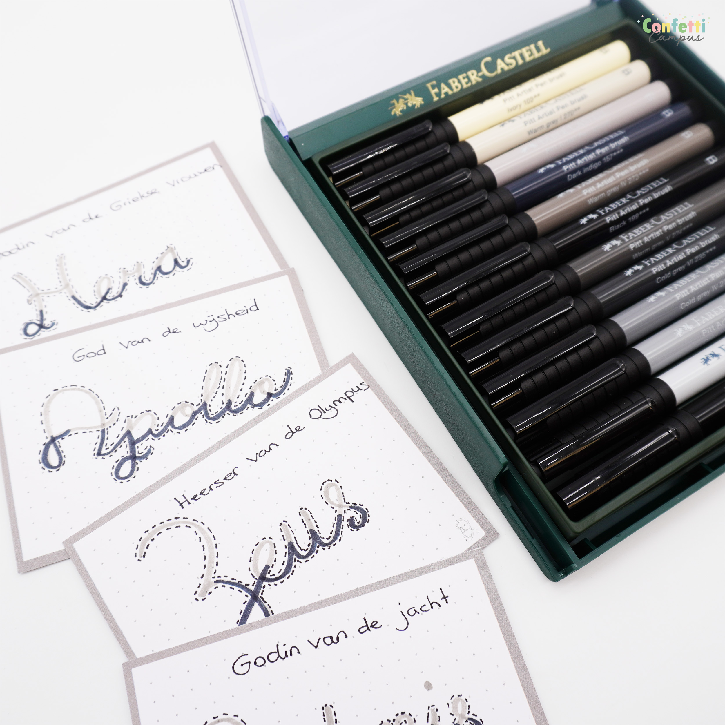 FABER CASTELL Pitt Artist Kit Brush Lettering 11+1 feutres nuances de gris