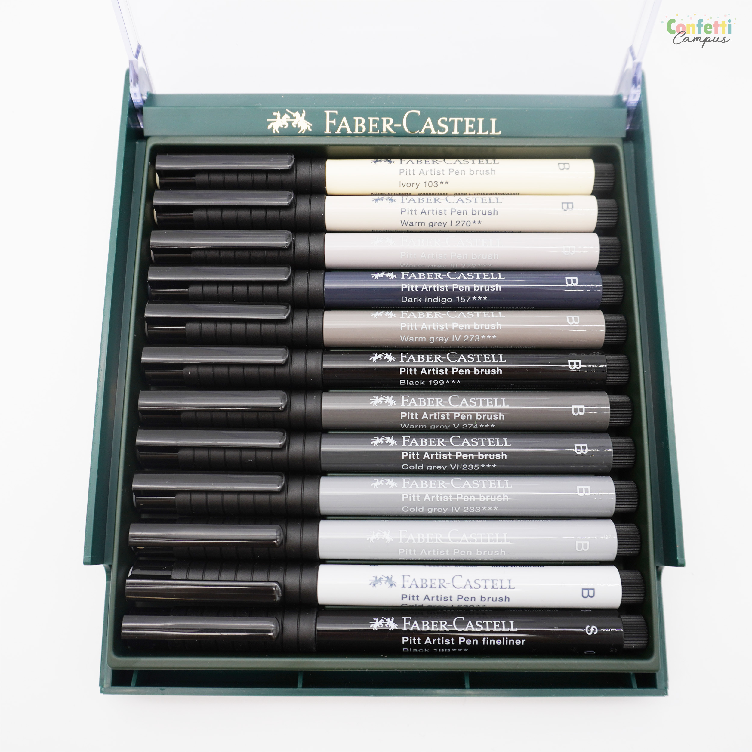 FABER CASTELL Pitt Artist Kit Brush Lettering 11+1 feutres nuances de gris