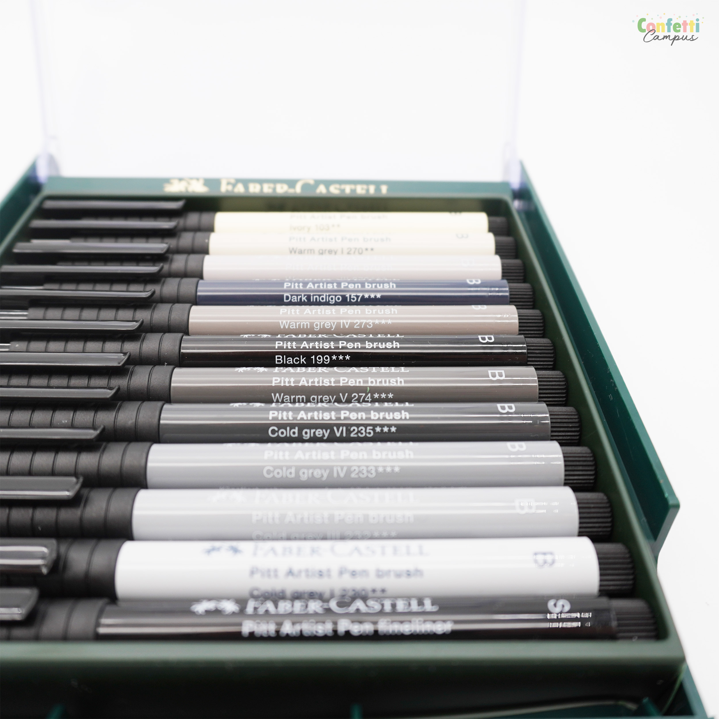 FABER CASTELL Pitt Artist Kit Brush Lettering 11+1 feutres nuances de gris