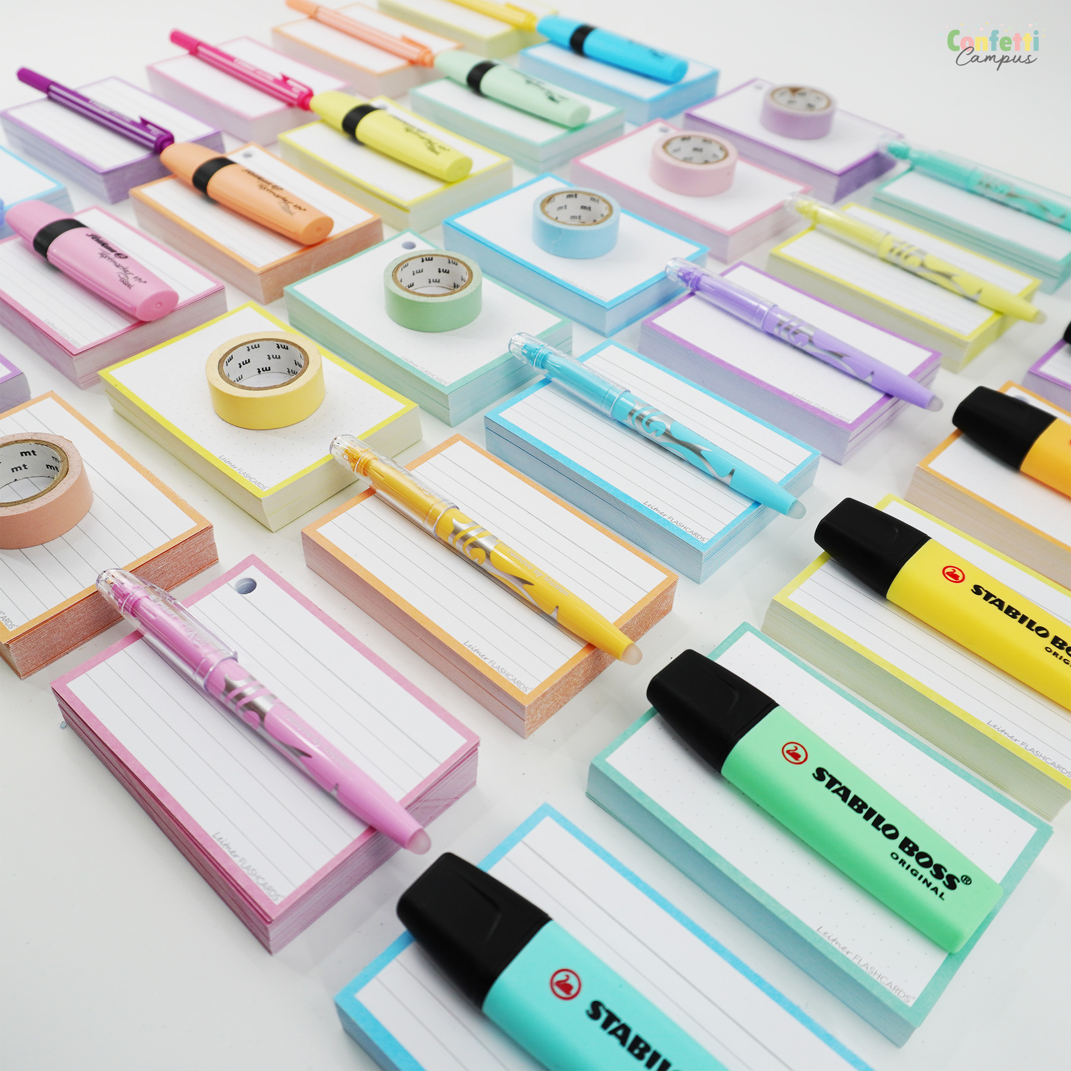 Kit MIX & MATCH de 200 Flashcards Leitner roses - Confetti Campus