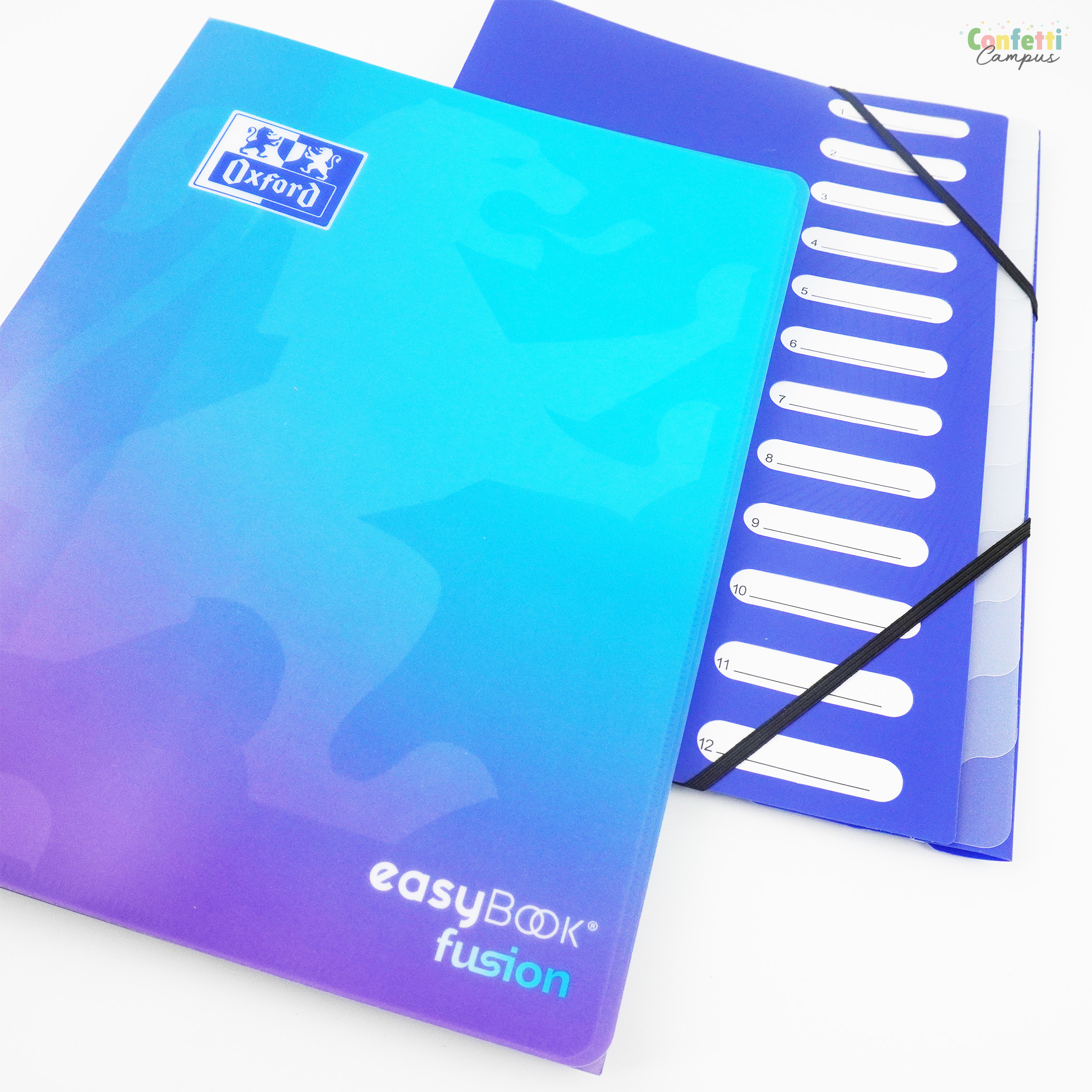 Cahier 24x32 Oxford Easybook Fusion 96 pages grands carreaux Seyès Bleu - Confetti Campus