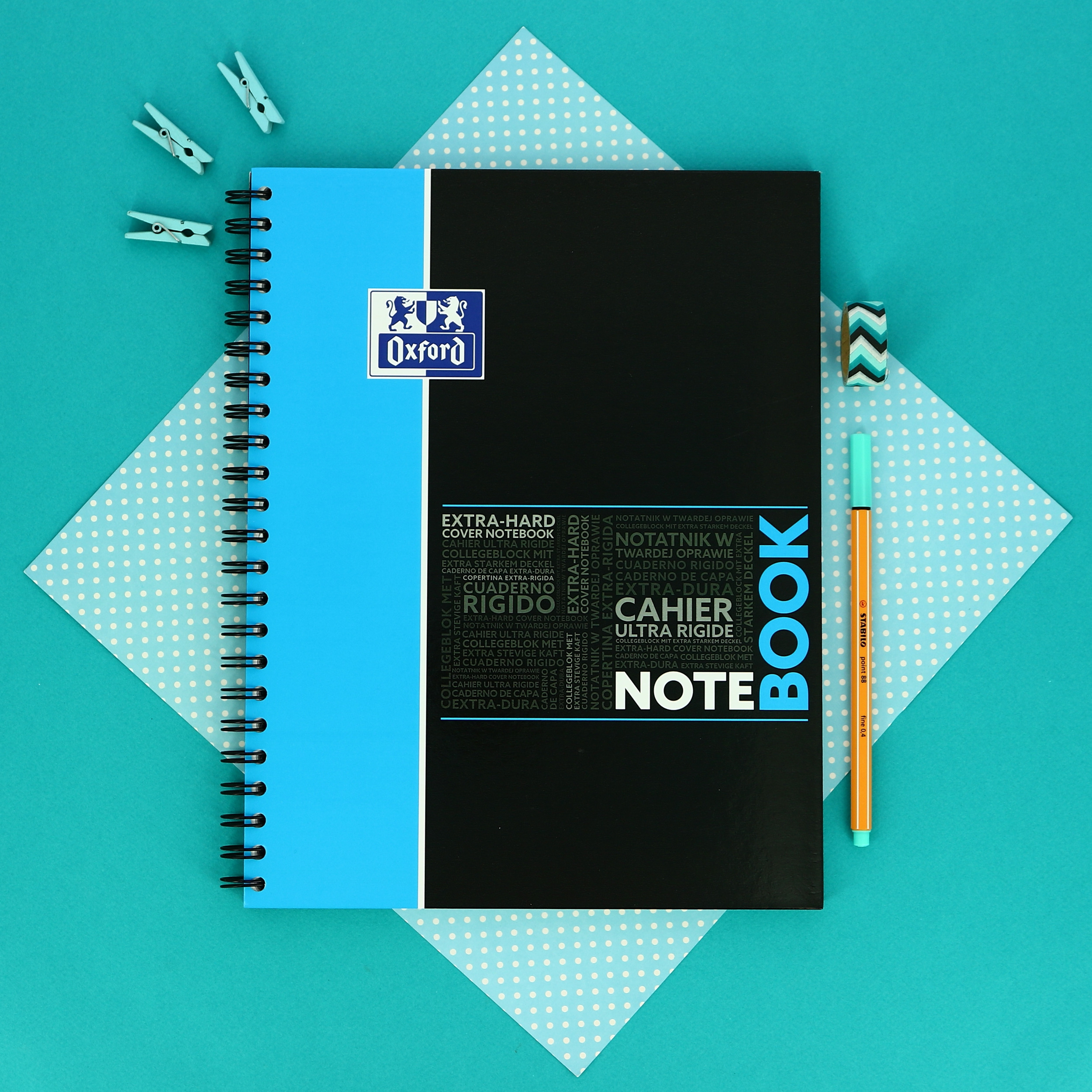 OXFORD Cahier A4+ à spirale 160 pages lignées méthode Cornell Bleu ...