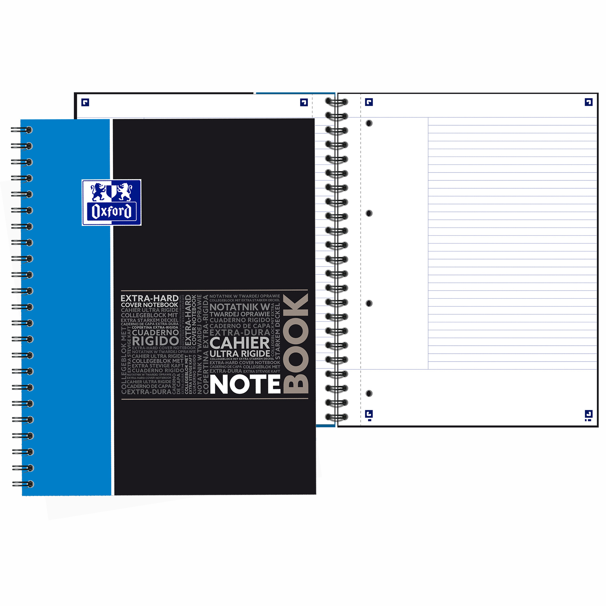 OXFORD Cahier A4+ à spirale 160 pages lignées méthode Cornell Bleu ...