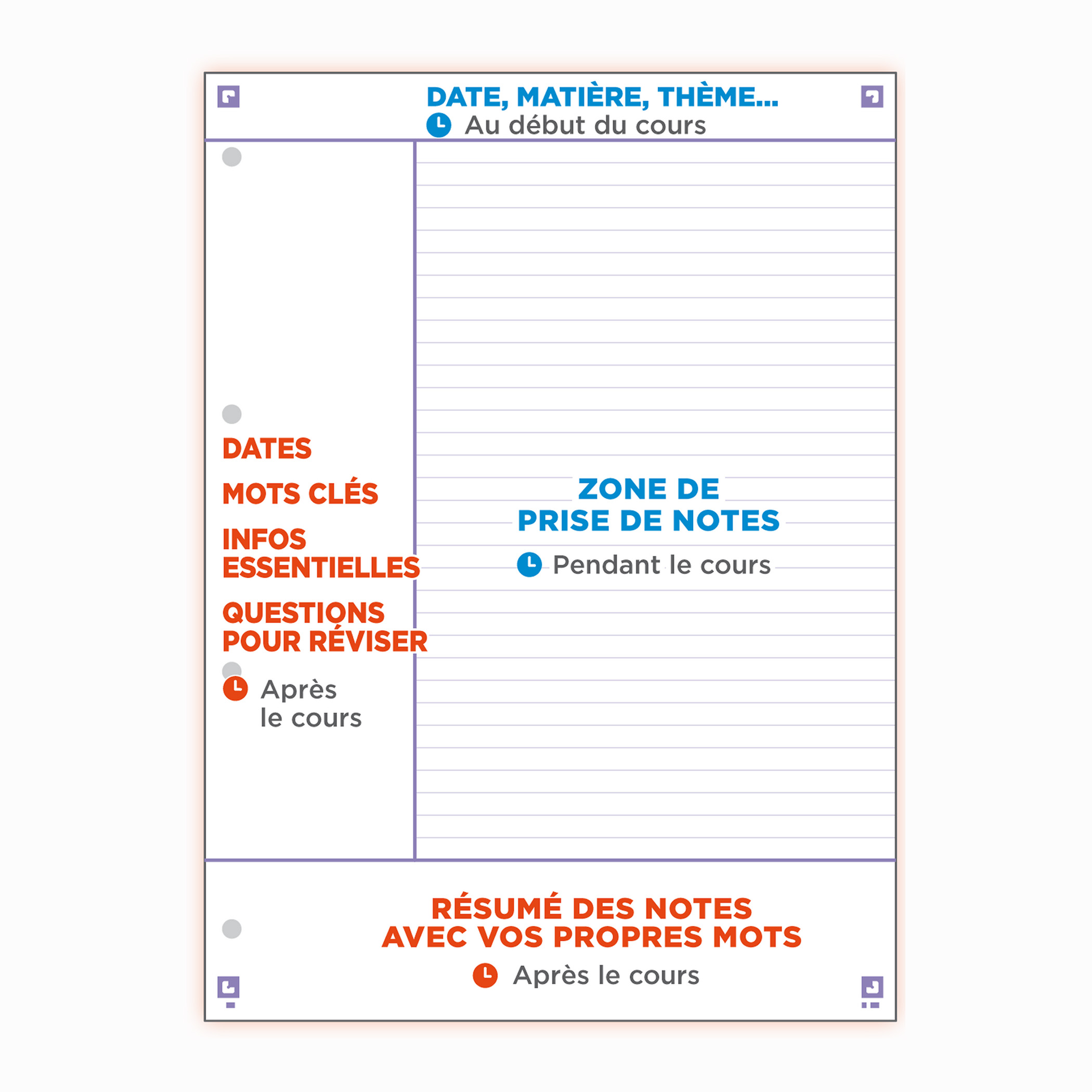 OXFORD Cahier A4+ à spirale 160 pages lignées méthode Cornell Bleu ...
